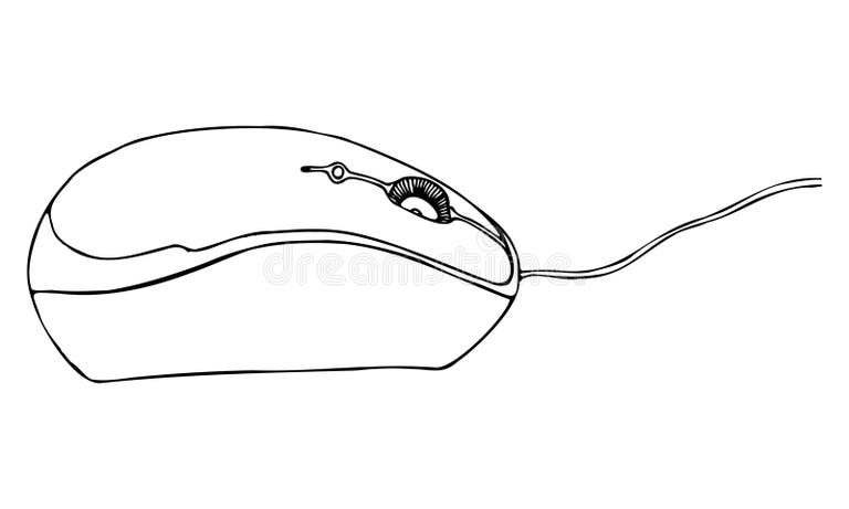 Computer Mouse in Doodle Style with Black Outline Stock Vector ...