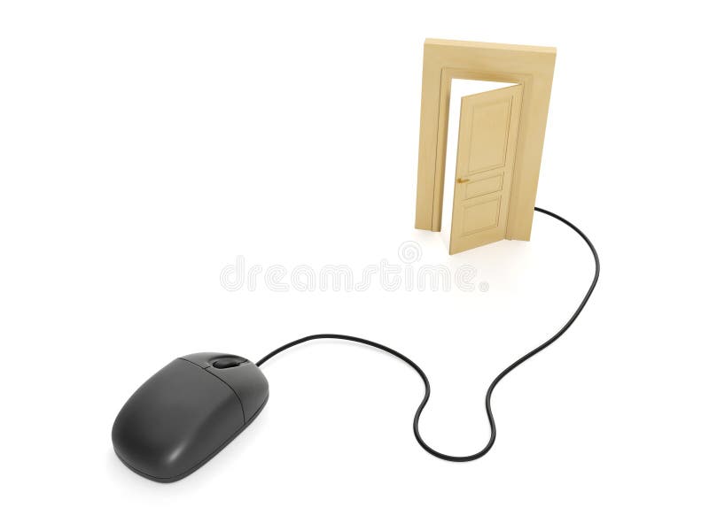 Computer Mouse and the Door Stock Illustration - Illustration of ...