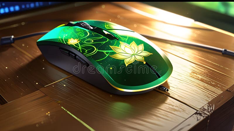 A Computer Mouse with an Elegant Lotus Flower Design Stock Illustration ...