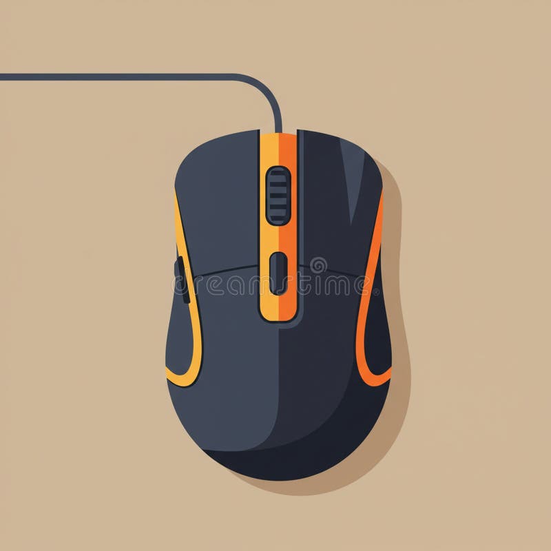 A Computer Mouse Featuring a Sleek Design with a Black Base and Orange ...