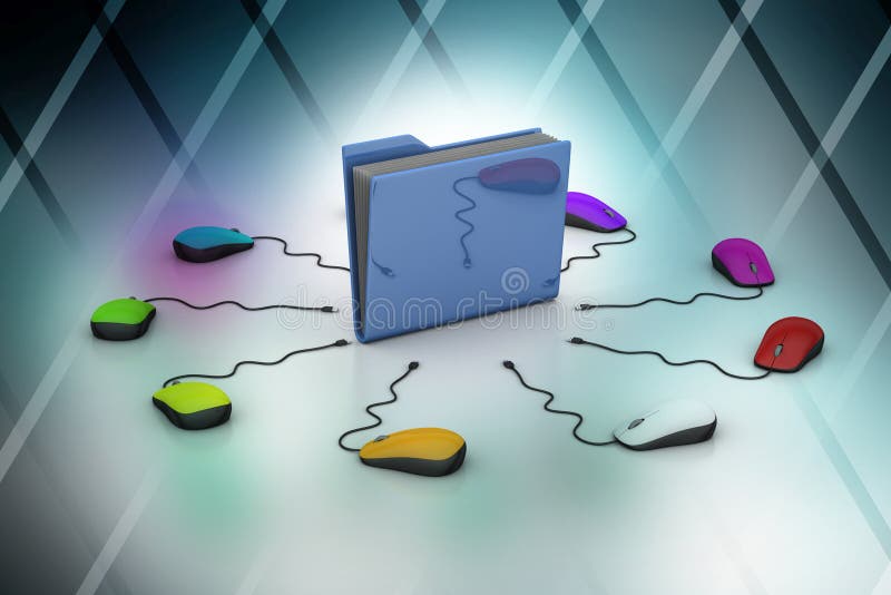 Computer Mouse with File Folder Stock Illustration - Illustration of ...