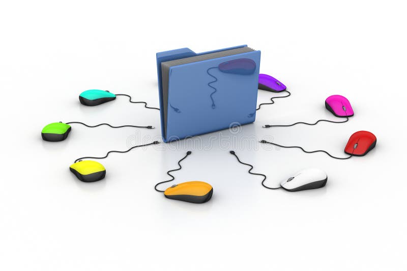 Computer Mouse with File Folder Stock Illustration - Illustration of ...