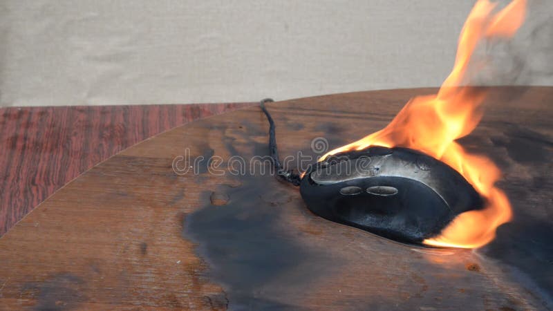 Computer Mouse is on Fire in the Office Stock Video - Video of blazing ...