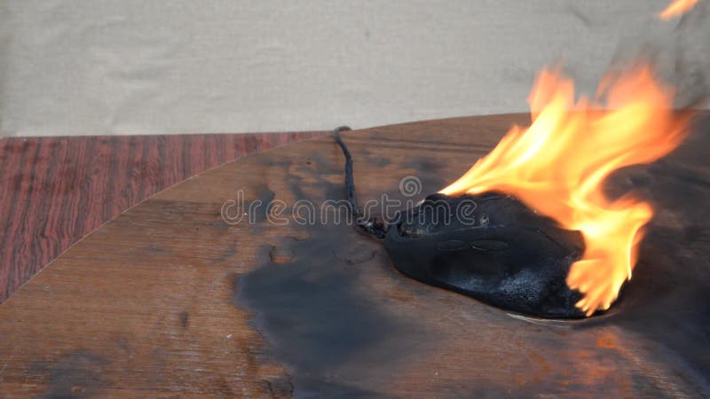 Computer Mouse is on Fire in the Office Stock Video - Video of orange ...