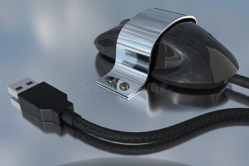 Computer Mouse is Fixed with a Metal Holder and Screws To a Reflective ...