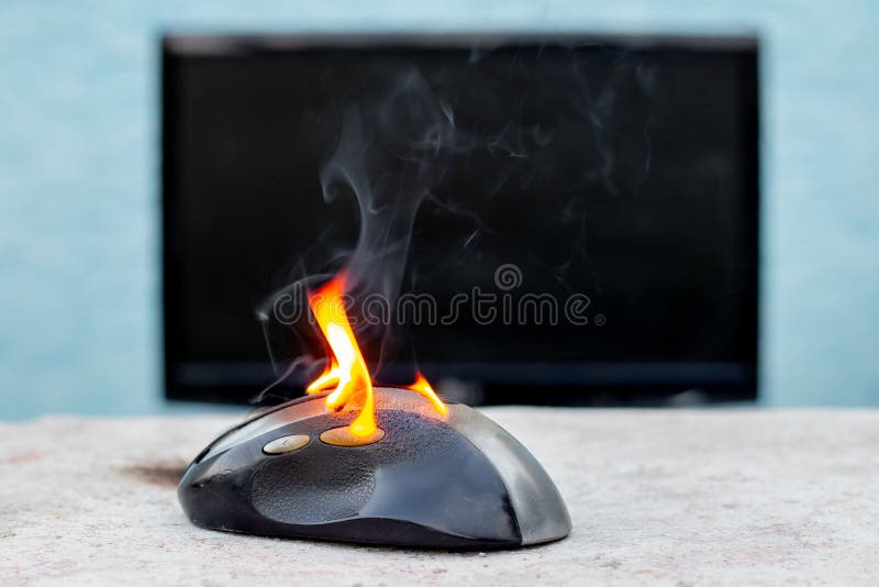 Computer Mouse in Flames. Careless Handling of Equipment, Fire Stock ...