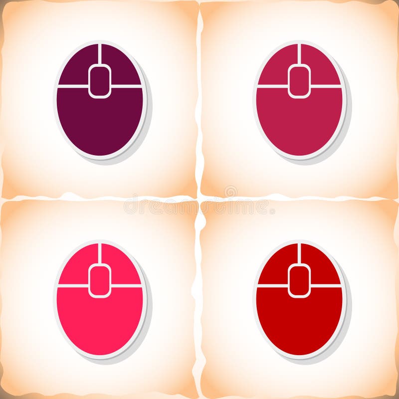 Computer Mouse. Flat Sticker with Shadow on Old Paper Stock Vector ...