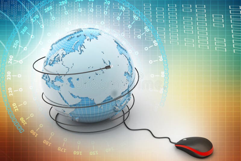 Computer mouse with globe stock illustration. Illustration of ...