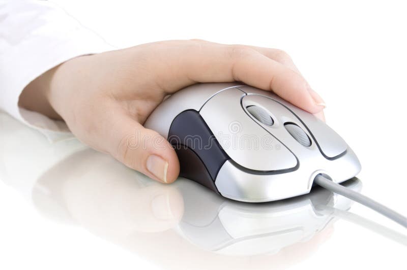 Computer mouse in hand stock image. Image of connection - 18674965