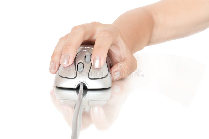 Computer mouse in hand stock image. Image of equipment - 19879779
