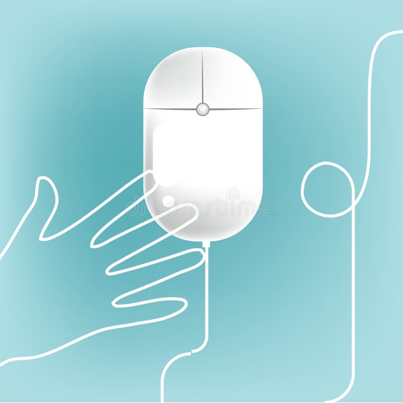 Hand with mouse stock vector. Illustration of connection - 44574536