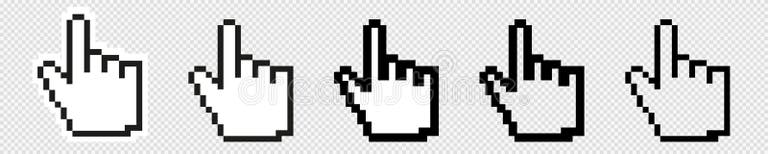 Computer Mouse Hand 8 Bit Pixel Click Cursor. Pointer Finger Pixelated ...