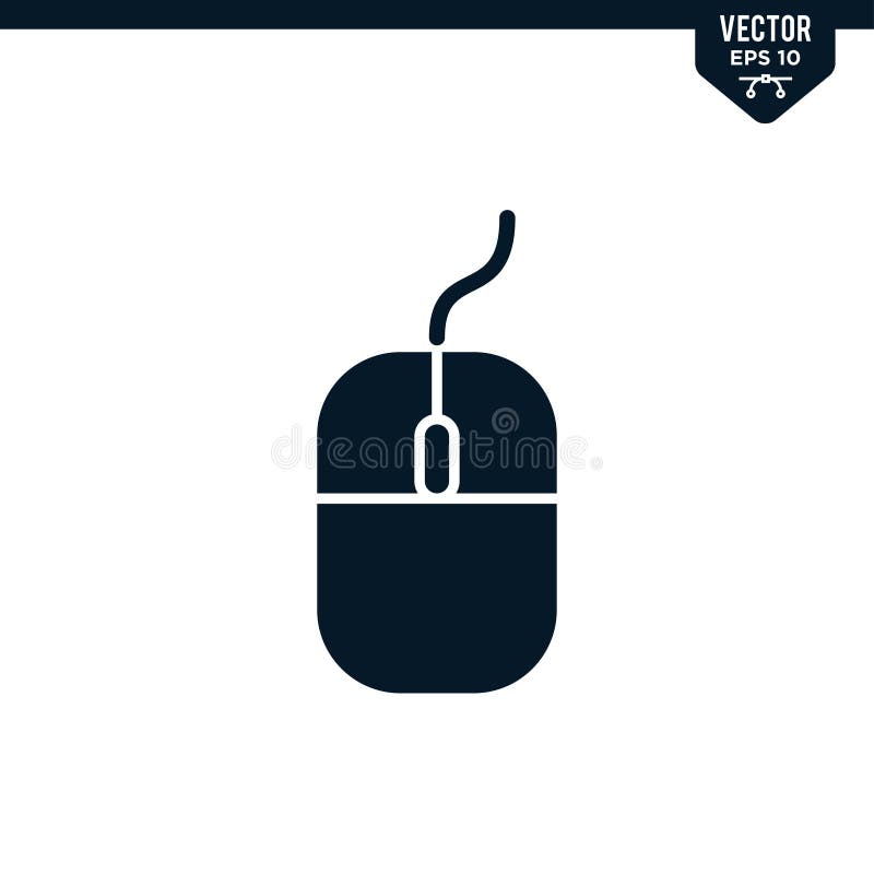 Computer Mouse Icon Collection, Glyph Style Stock Vector - Illustration ...