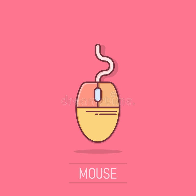 Computer Mouse Icon in Comic Style. Cursor Cartoon Vector Illustration ...