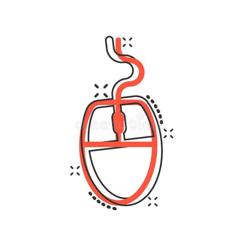 Computer Mouse Icon in Comic Style. Cursor Cartoon Vector Illustration ...