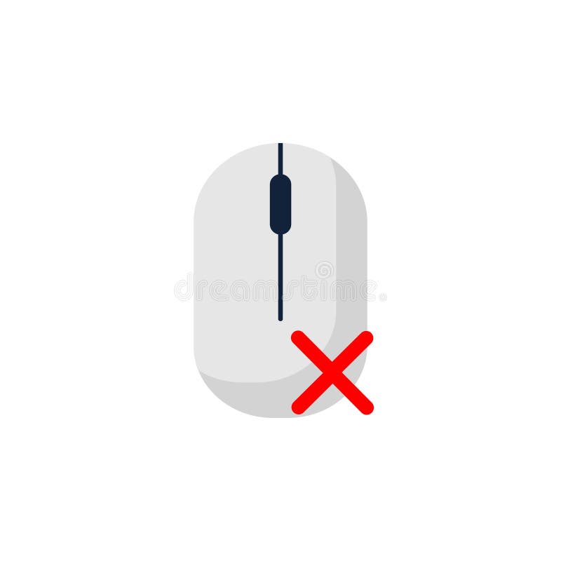 Computer Mouse Icon with Cross Error Symbol. Flat Style Design. Vector ...