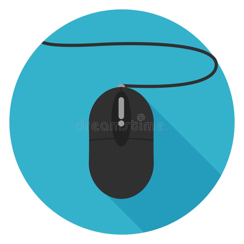 Computer Mouse Icon in Flat Design. Stock Illustration - Illustration ...