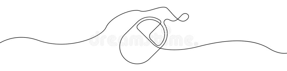 Computer Mouse Icon Line Continuous Drawing Vector. One Line Computer ...