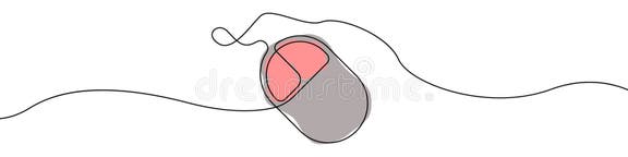 Computer Mouse Icon Line Continuous Drawing Vector. One Line Computer ...