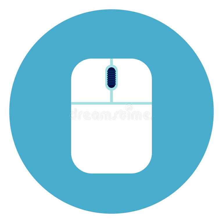 Computer Mouse Icon on Round Blue Background Stock Vector ...