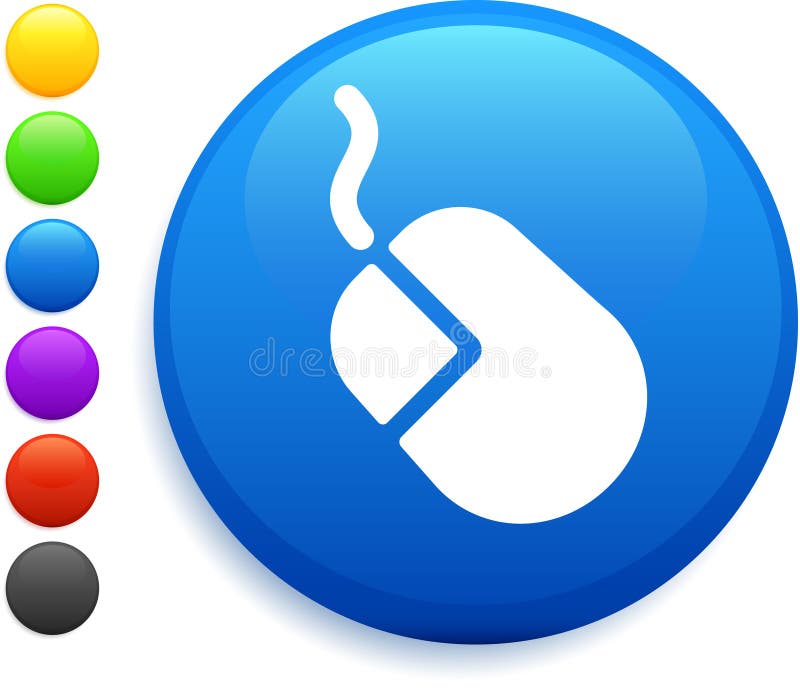 Computer Mouse Icon on Round Internet Button Stock Illustration ...