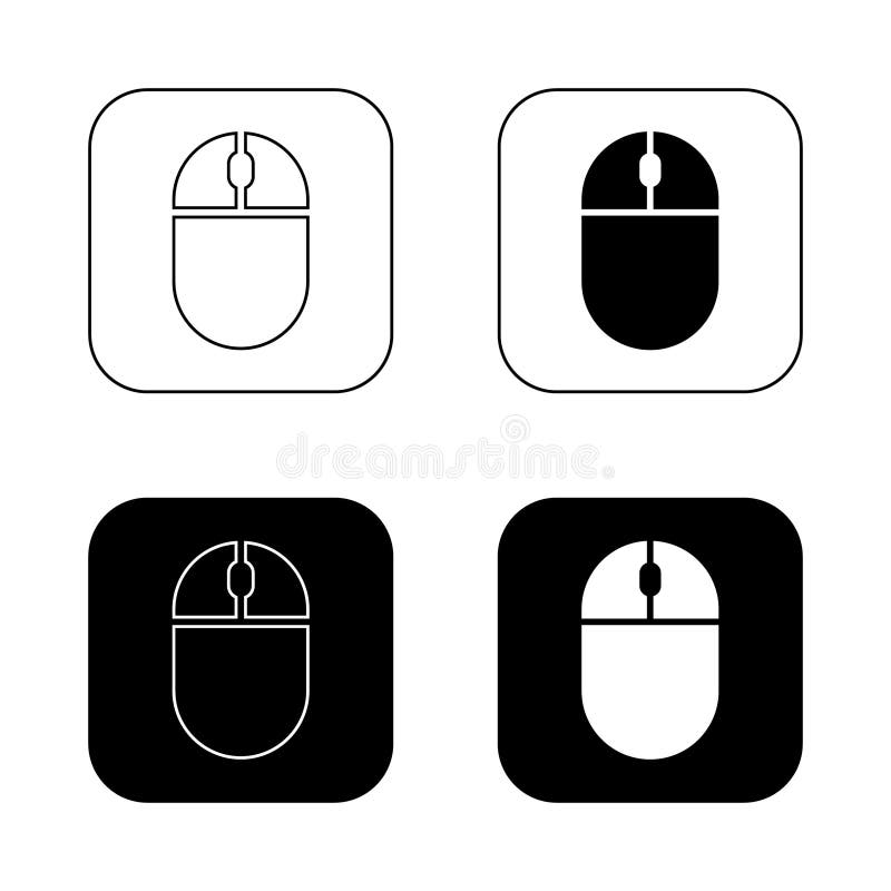 Computer Mouse Icon Set on Black Square Stock Vector - Illustration of ...