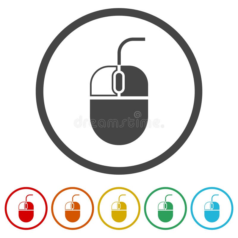 Computer Mouse Icon. Set Icons in Color Circle Buttons Stock Vector - Illustration of technology ...