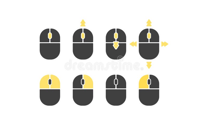 Computer Mouse Icon Set. Left and Right Clicks, Scroll Wheel Symbols ...