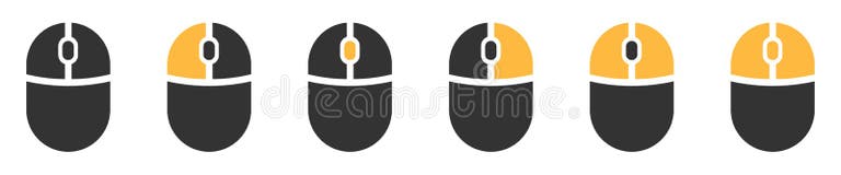 Computer Mouse Icon Set. Pressing Different Mouse Buttons. PC Cursor ...