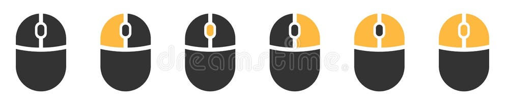 Computer Mouse Icon Set. Pressing Different Mouse Buttons. PC Cursor ...