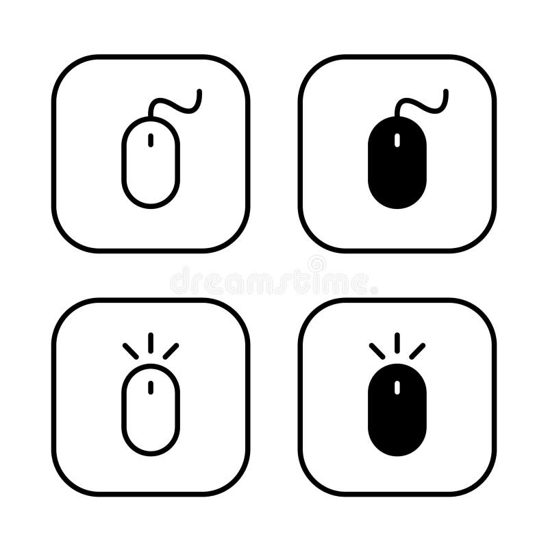 Computer Mouse Icon Set on Square Line Stock Illustration ...