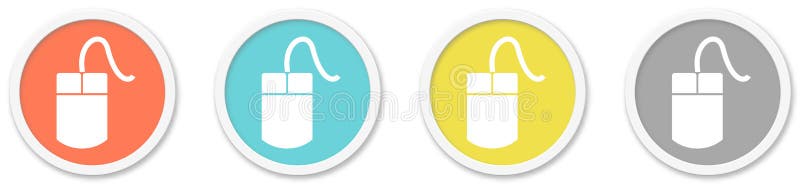 Computer Mouse Icon - Symbol on 4 Round Buttons Stock Illustration ...