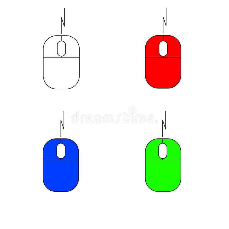 Computer Mouse Icon Symbol Set. 4 Pieces Color Stock Vector ...