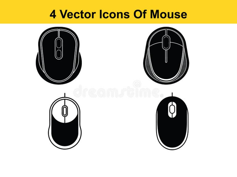 Computer Mouse 4 Icons Set. Stock Illustration - Illustration of font ...