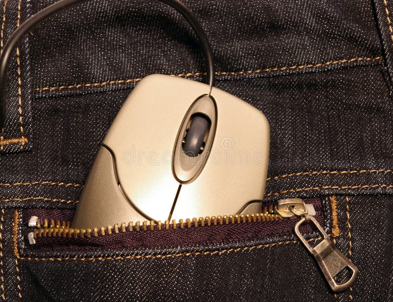 Computer Mouse in Jeans Pocket Stock Photo - Image of fabrics, denims ...