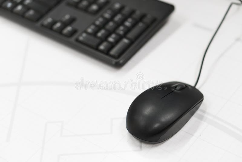 The Computer Mouse and Keyboard Stock Image - Image of cord, click ...