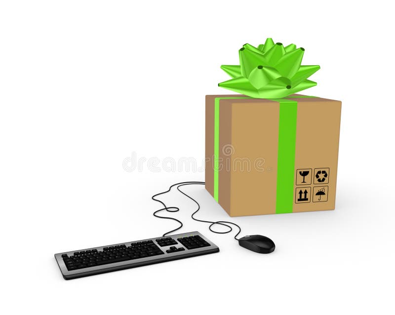 Computer and carton box. stock photo. Image of mouse - 31611346