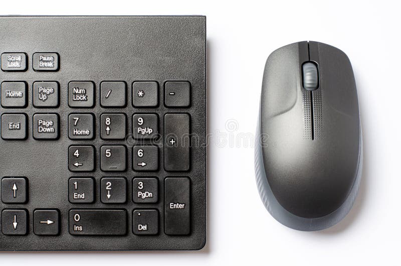 Computer Keyboard and Mouse on a Black Background. Copy Space Stock ...