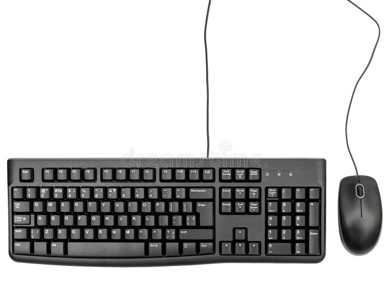 Computer Mouse with Keyboard on White. Top View Stock Photo - Image of ...