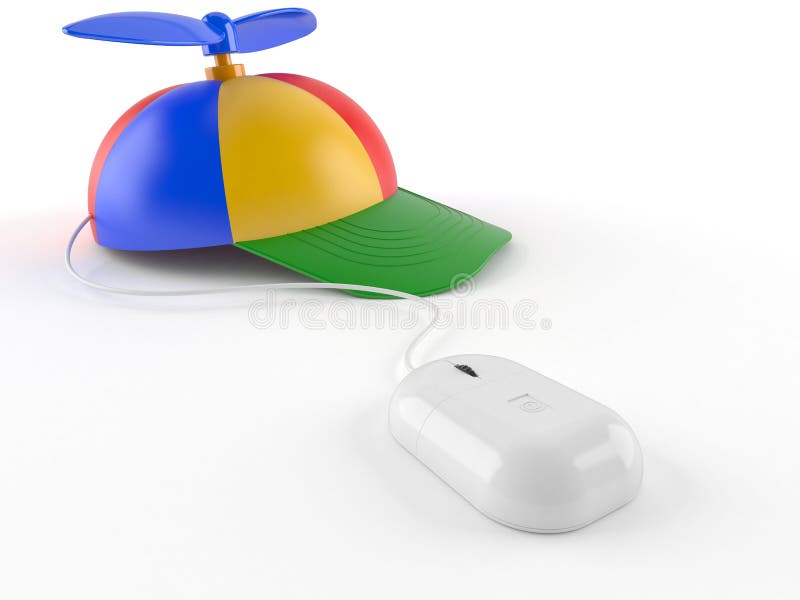 Computer Mouse with Kid Cap Stock Illustration - Illustration of ...