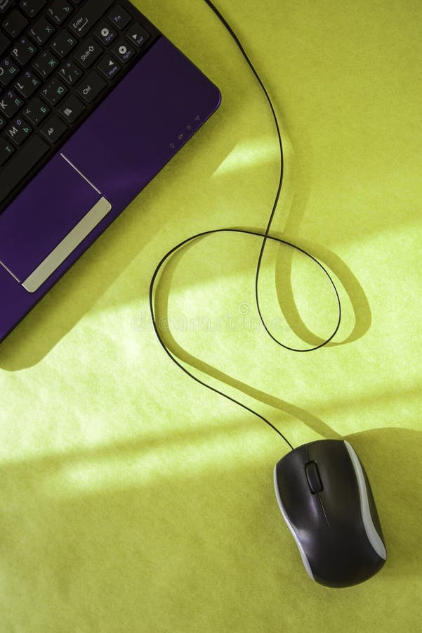 Computer Mouse and Laptop in Green Colors Stock Photo - Image of media ...