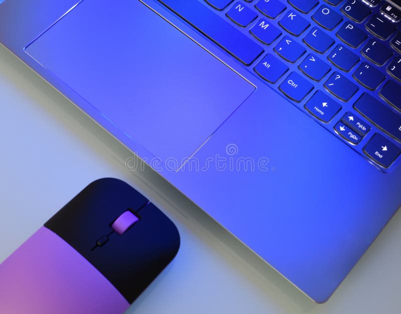Computer Mouse and Laptop Keyboard Fragment Stock Photo - Image of ...