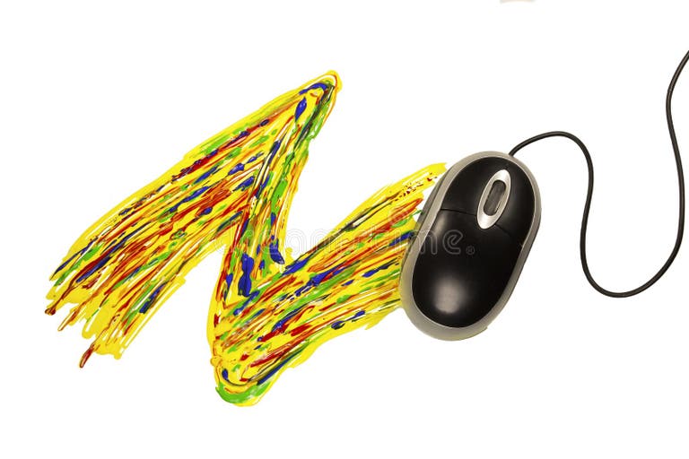 Computer Mouse Leaving Colorful Paint Trace Stock Photo - Image of ...