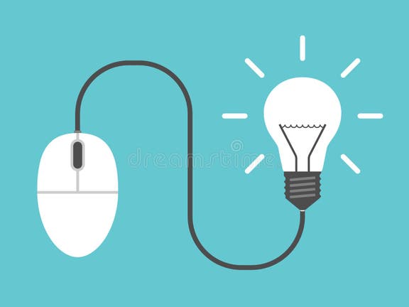 Computer mouse, light bulb stock vector. Illustration of mouse - 96045804