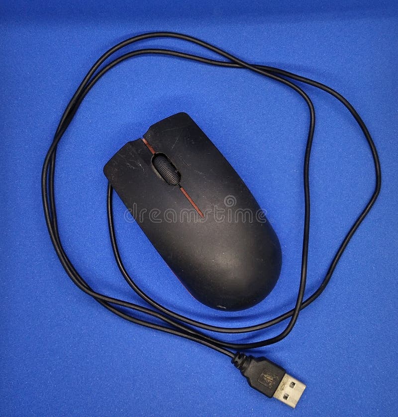 Computer Mouse with Long Black Cable Stock Image - Image of mouse, long ...