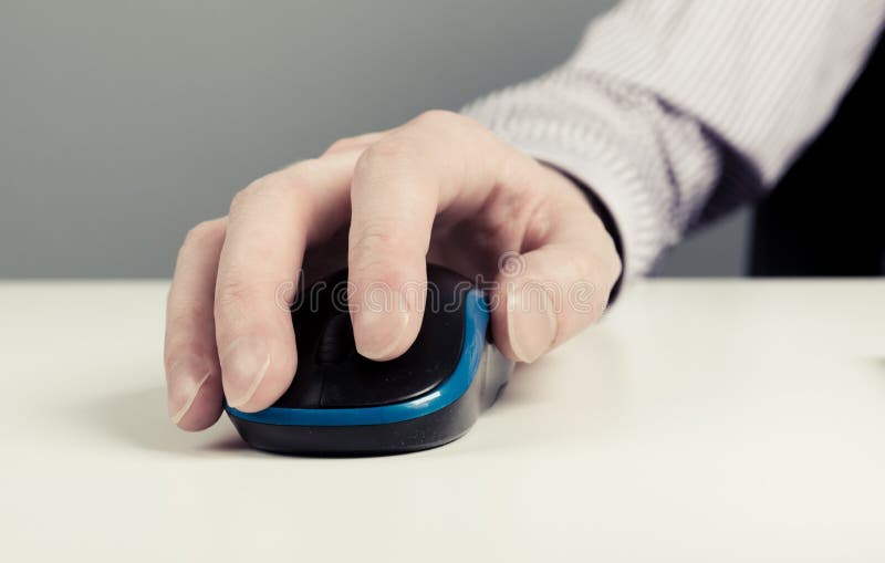 Computer mouse with hand stock image. Image of clicked - 123631803