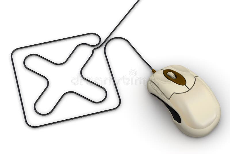 Computer mouse and X mark stock illustration. Illustration of labeling ...