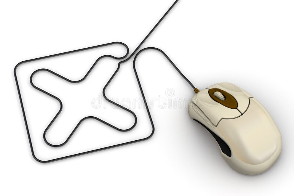 Computer mouse and X mark stock illustration. Illustration of labeling ...