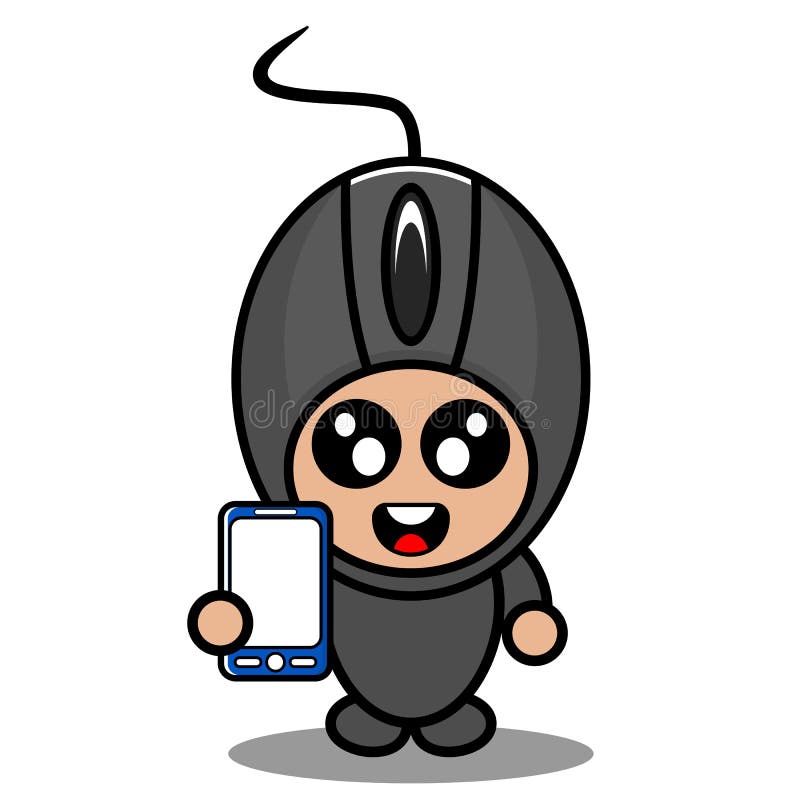 Computer Mouse Mascot Costume Holding Cell Phone Stock Vector ...