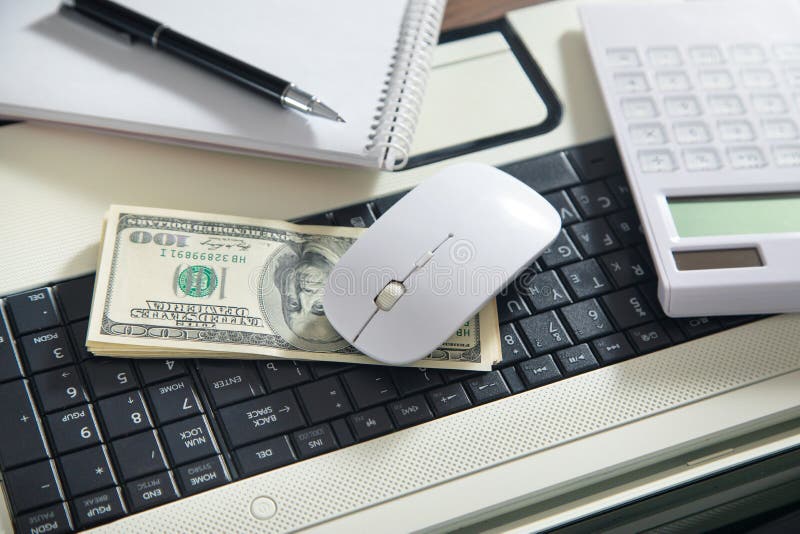 Computer Mouse and Money on Computer Keyboard Stock Photo - Image of ...